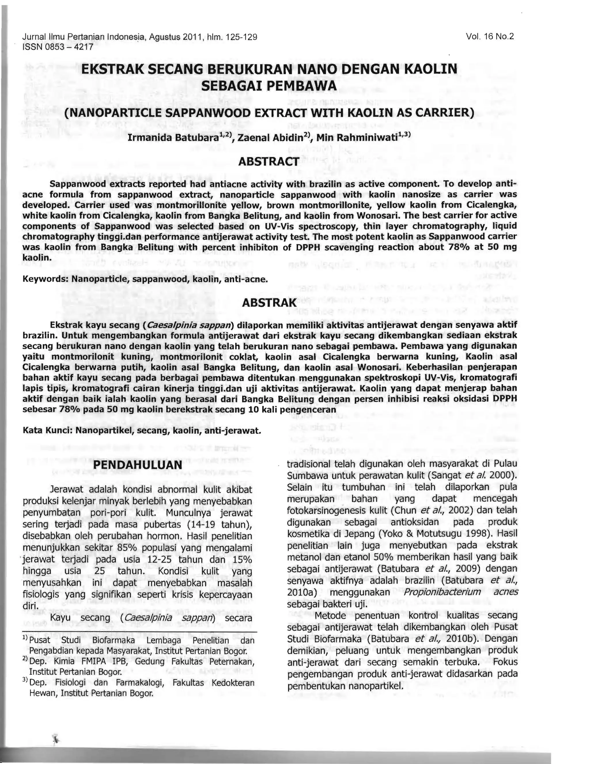 EKSTRAK SECANG BERUKURAN NANO DENGAN KAOLIN SEBAGAI PEMBAWA | PDF