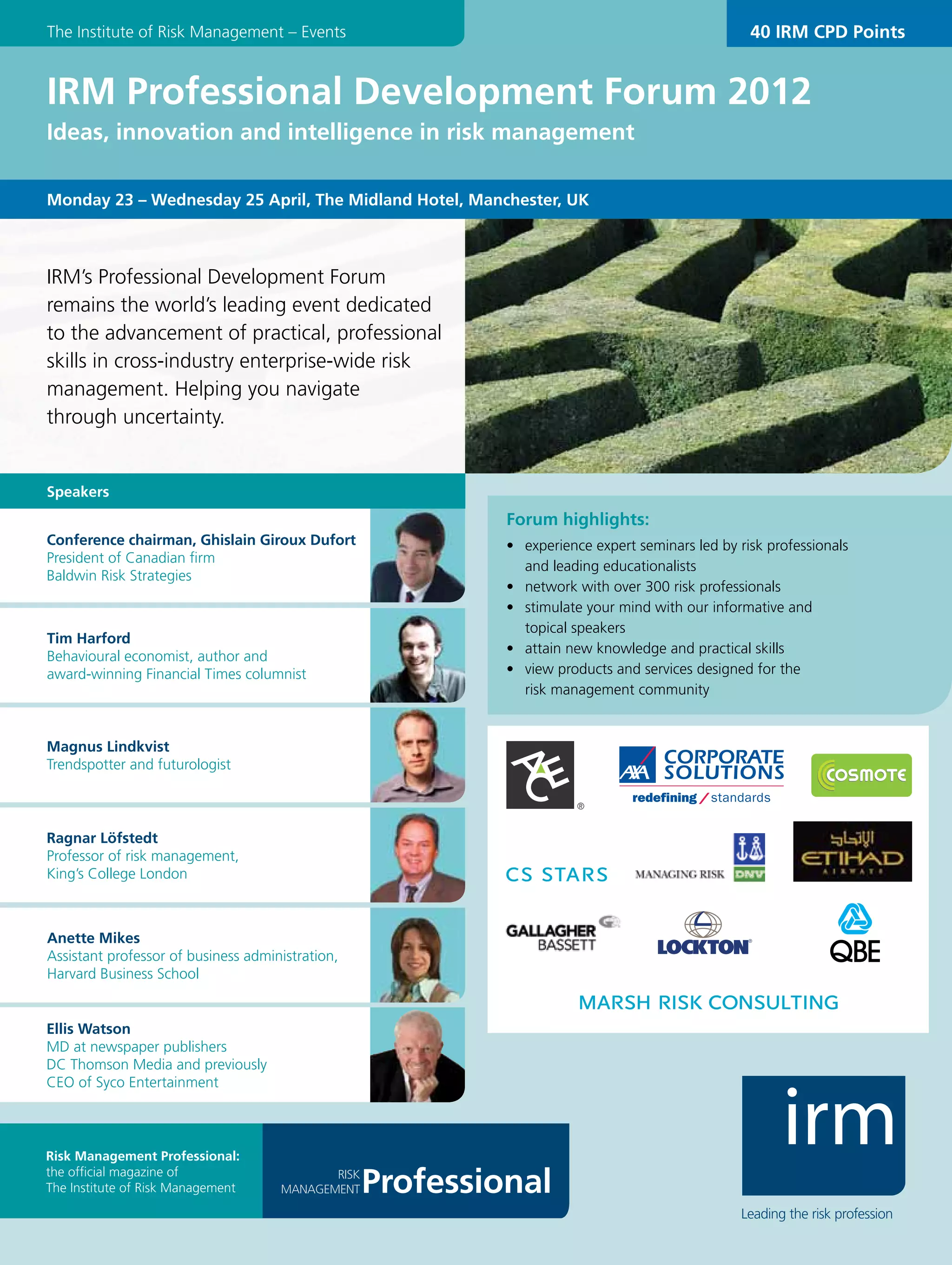 IRM Professional Development Forum Brochure 2012 | PDF