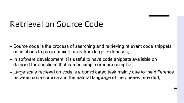 Retrieval on Source Code: A monograph presentation | PPT