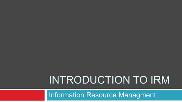 Information Resource Managment | PPT