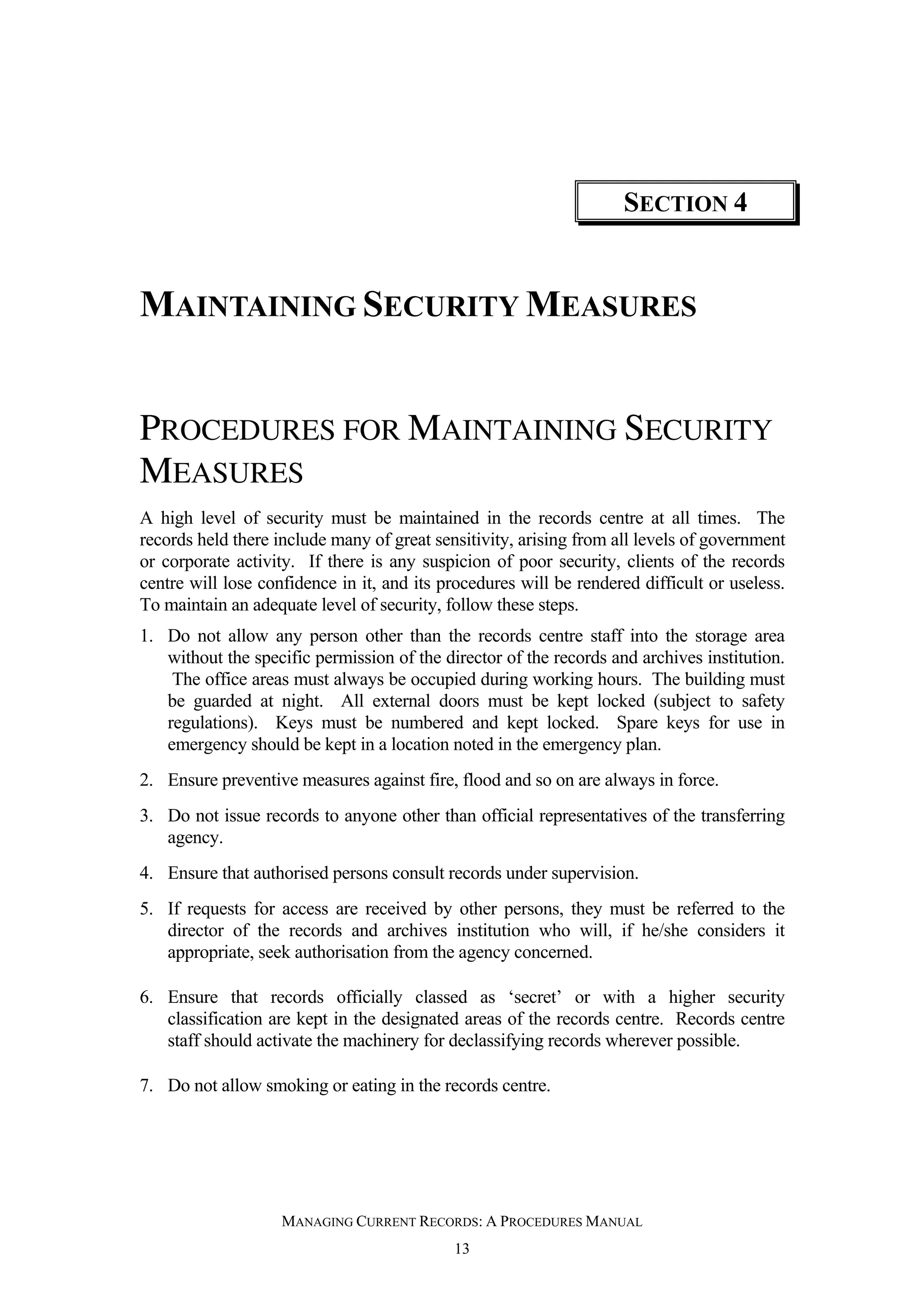 Irmt managing record centers: A procedure manual | PDF