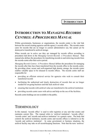 Irmt managing record centers: A procedure manual | PDF
