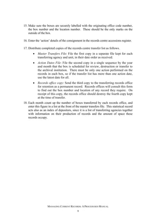 Irmt managing record centers: A procedure manual | PDF