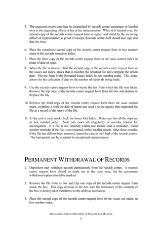Irmt managing record centers: A procedure manual | PDF