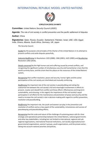 IRMUN UNSC DRAFT RES | PDF