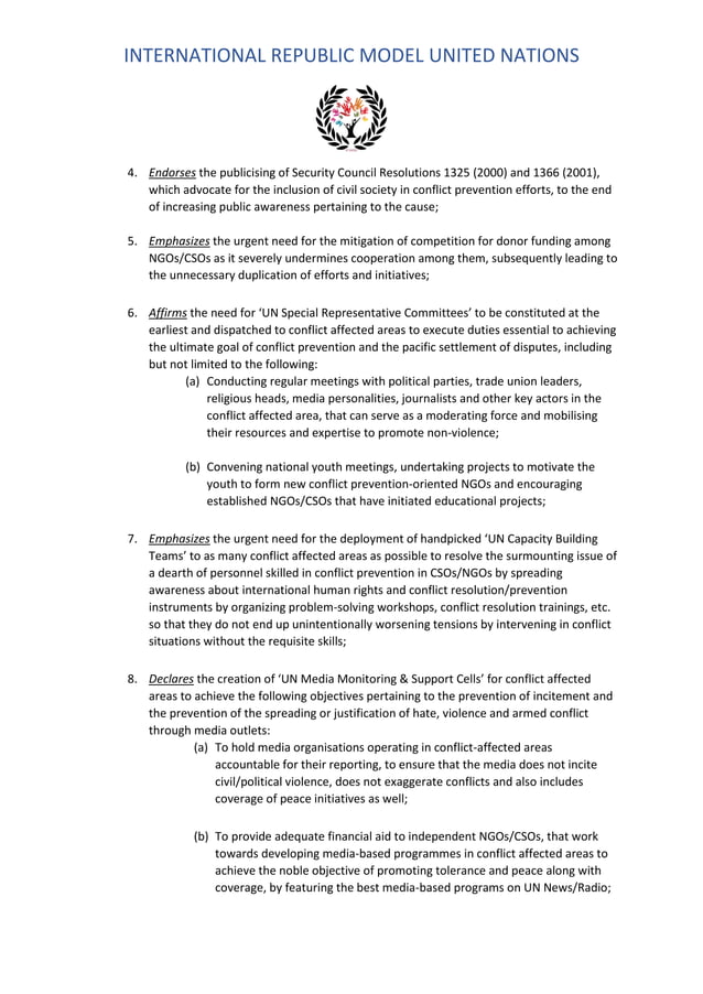 IRMUN UNSC DRAFT RES | PDF