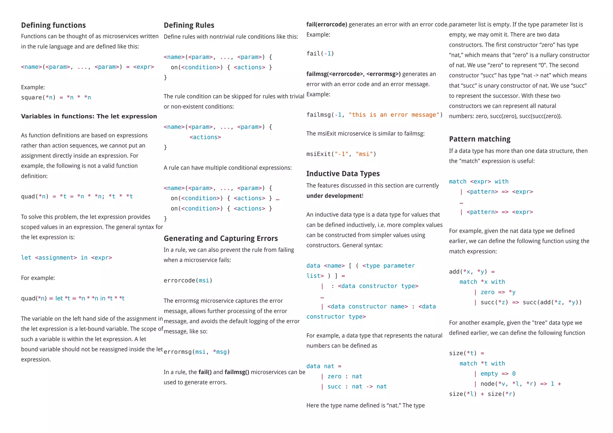 iRODS Rule Language Cheat Sheet | PDF