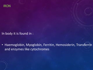 Iron mineral Biochemistry – Lippincott’s Illustrated Reviews World Wide ...