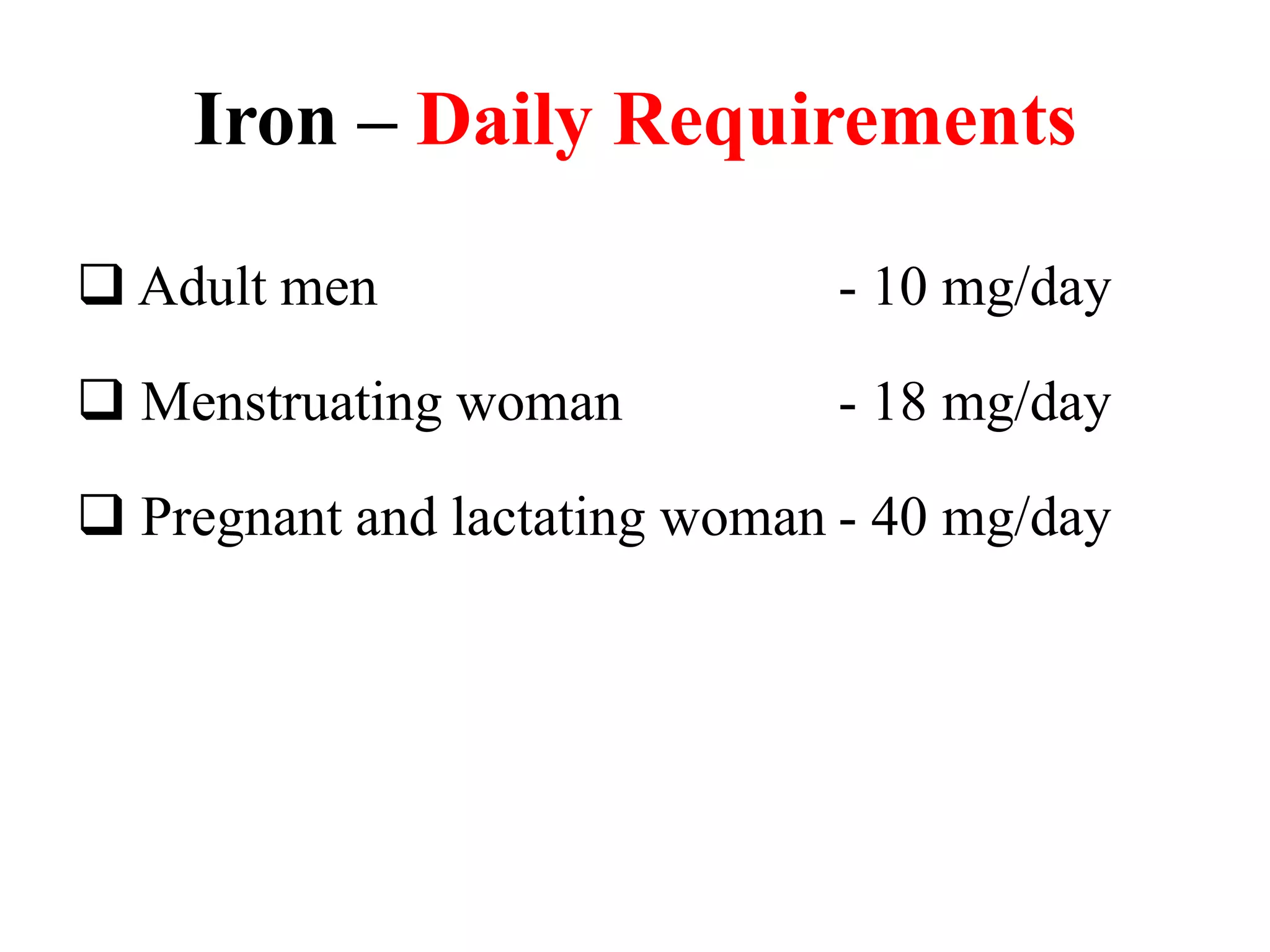 Iron biochemical role, rda and deficiency bic 105 | PPTX | Blood ...