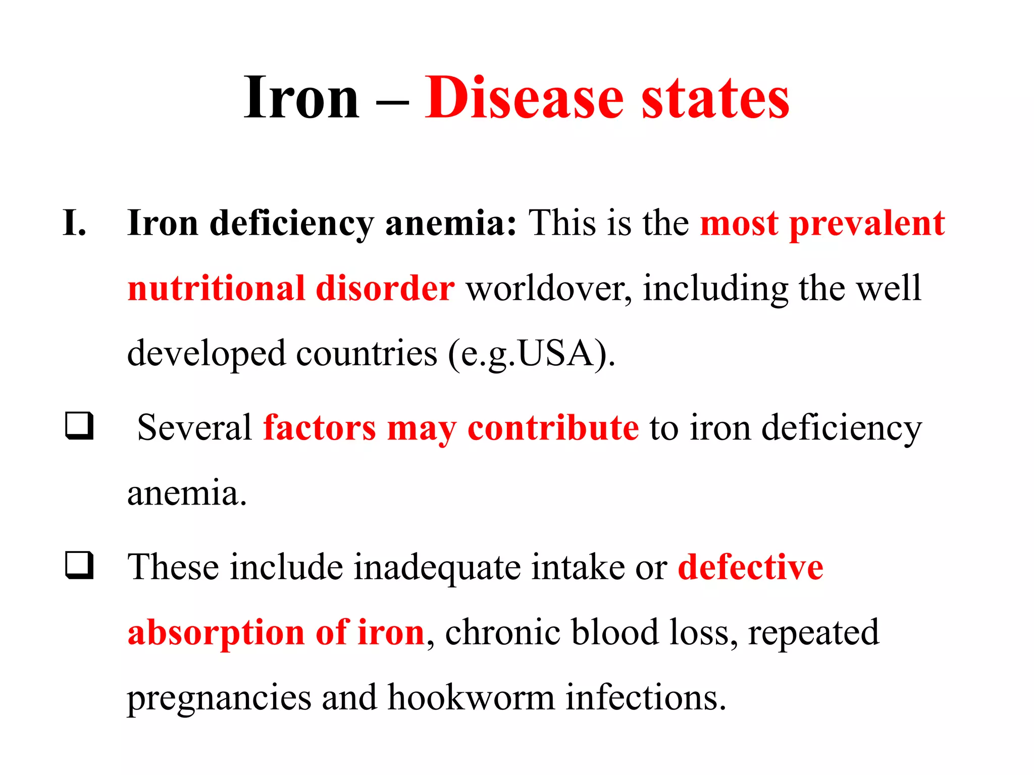 Iron biochemical role, rda and deficiency bic 105 | PPTX | Blood ...