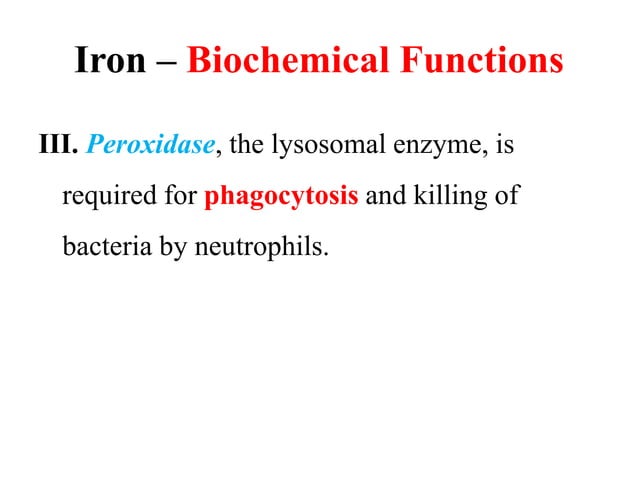 Iron biochemical role, rda and deficiency bic 105 | PPTX | Blood ...