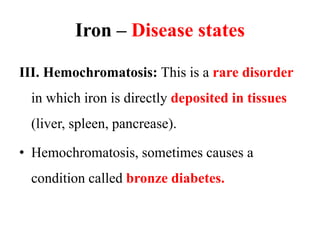 Iron biochemical role, rda and deficiency bic 105 | PPT