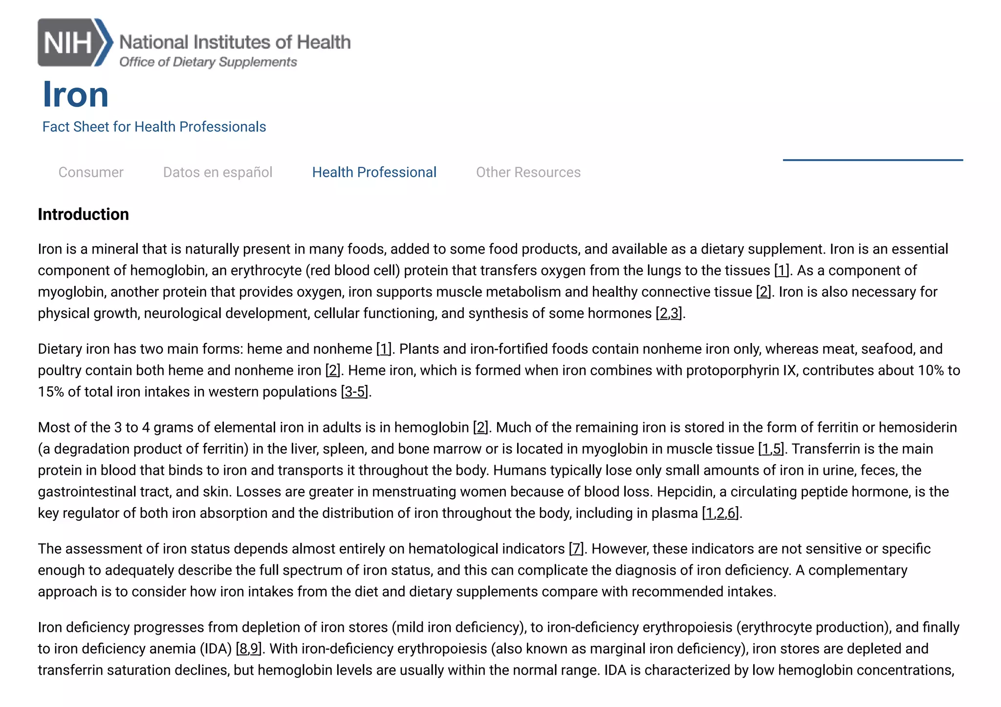 Iron - Health Professional Fact Sheet.pdf