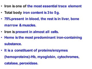 Iron role and metabolism with nutritional Anemia | PPTX | Digestive ...