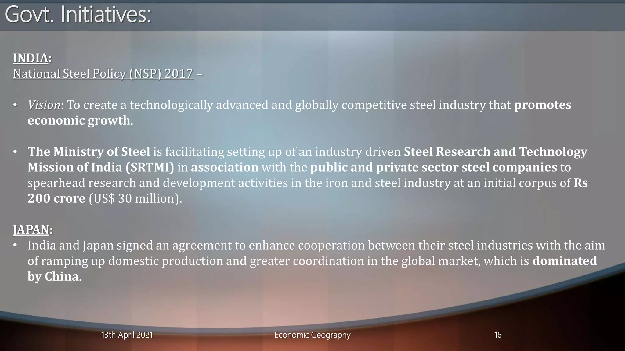 Iron and steel industry India vs Japan | PPSX