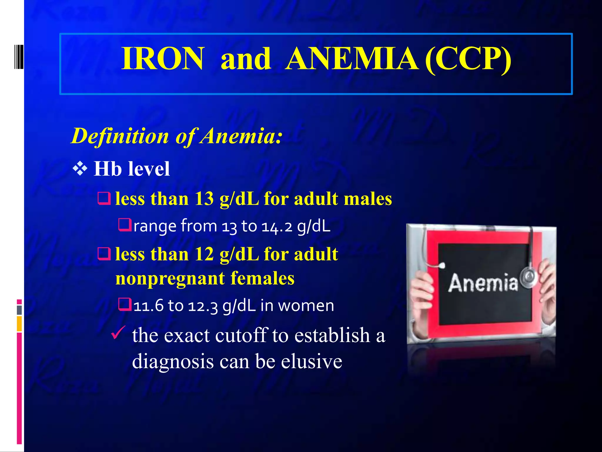 Iron and anemia in CCM | PPT