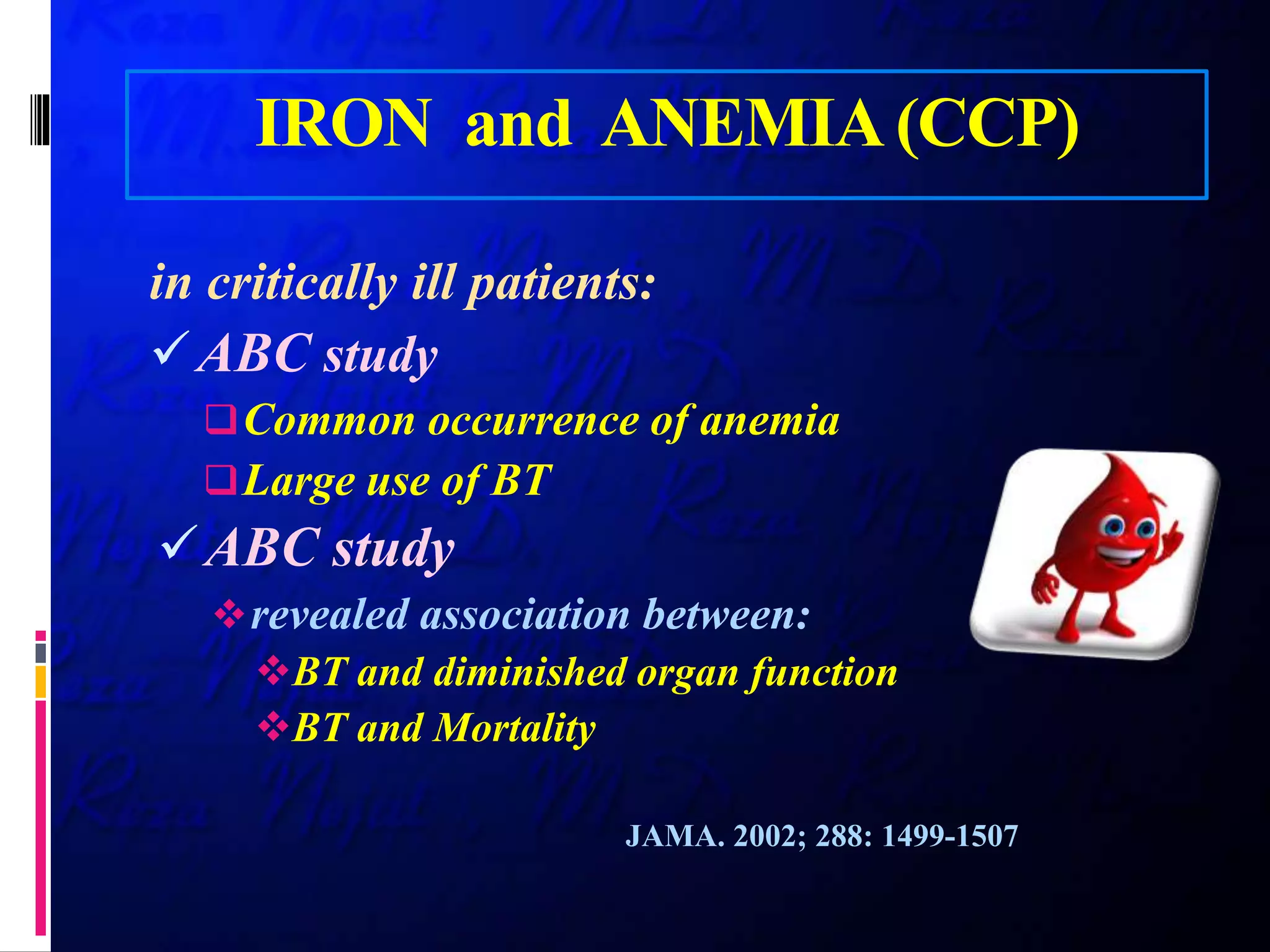Iron and anemia in CCM | PPT