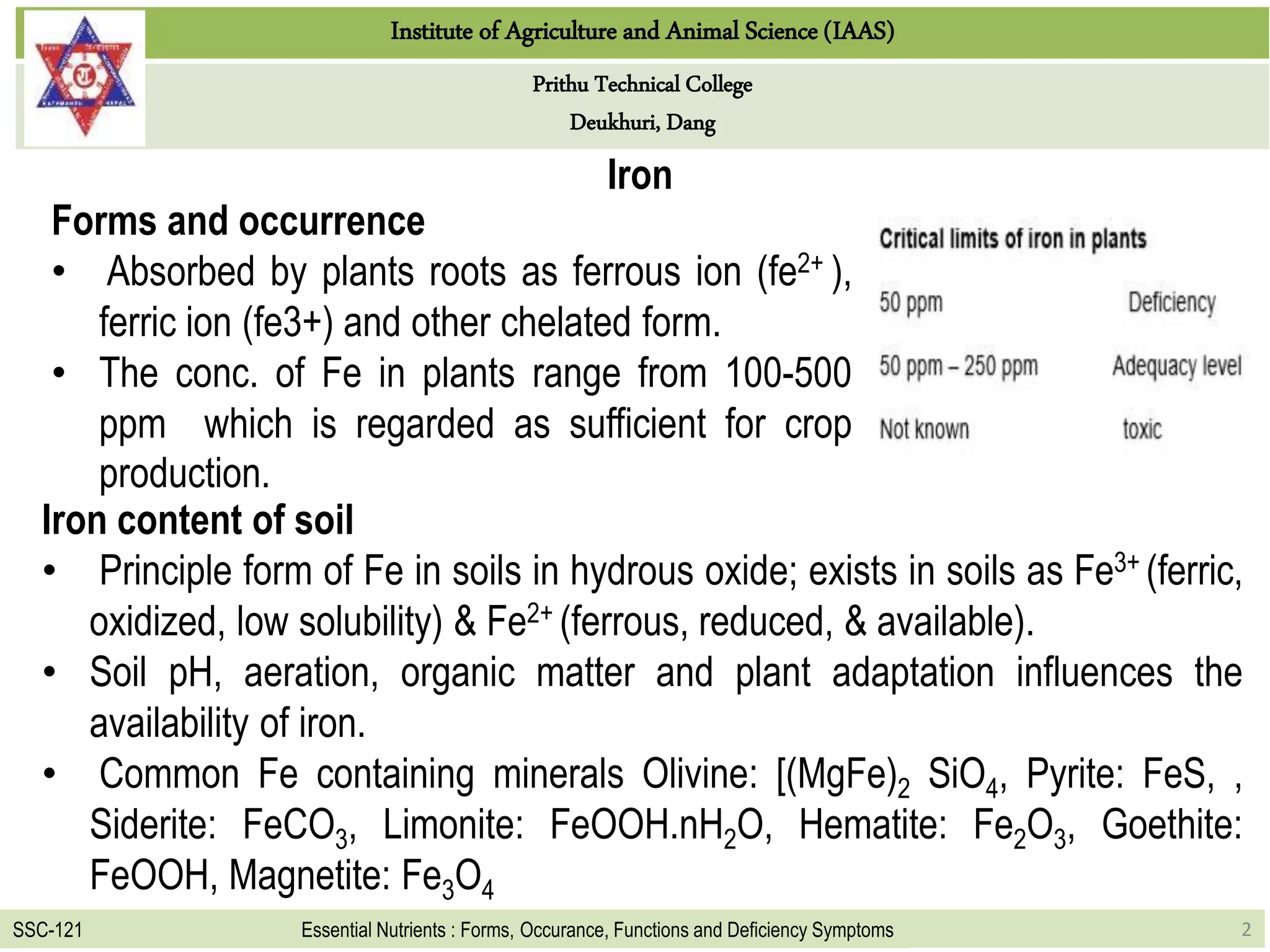 Functions and deficiency of Iron, boron and zinc | PPTX