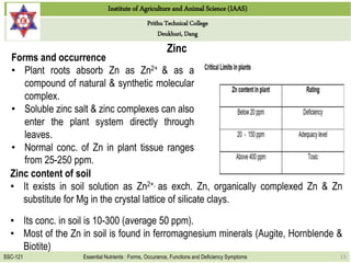 Functions and deficiency of Iron, boron and zinc | PPTX