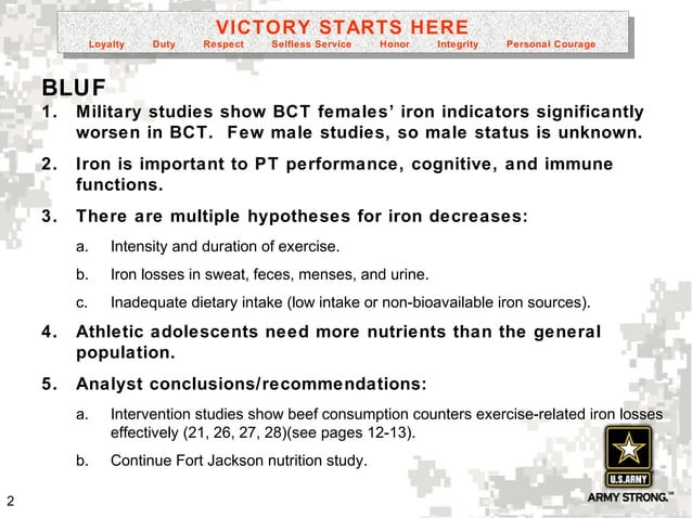 Army BCT Iron and B Vit deficiencies dec 06 | PPT