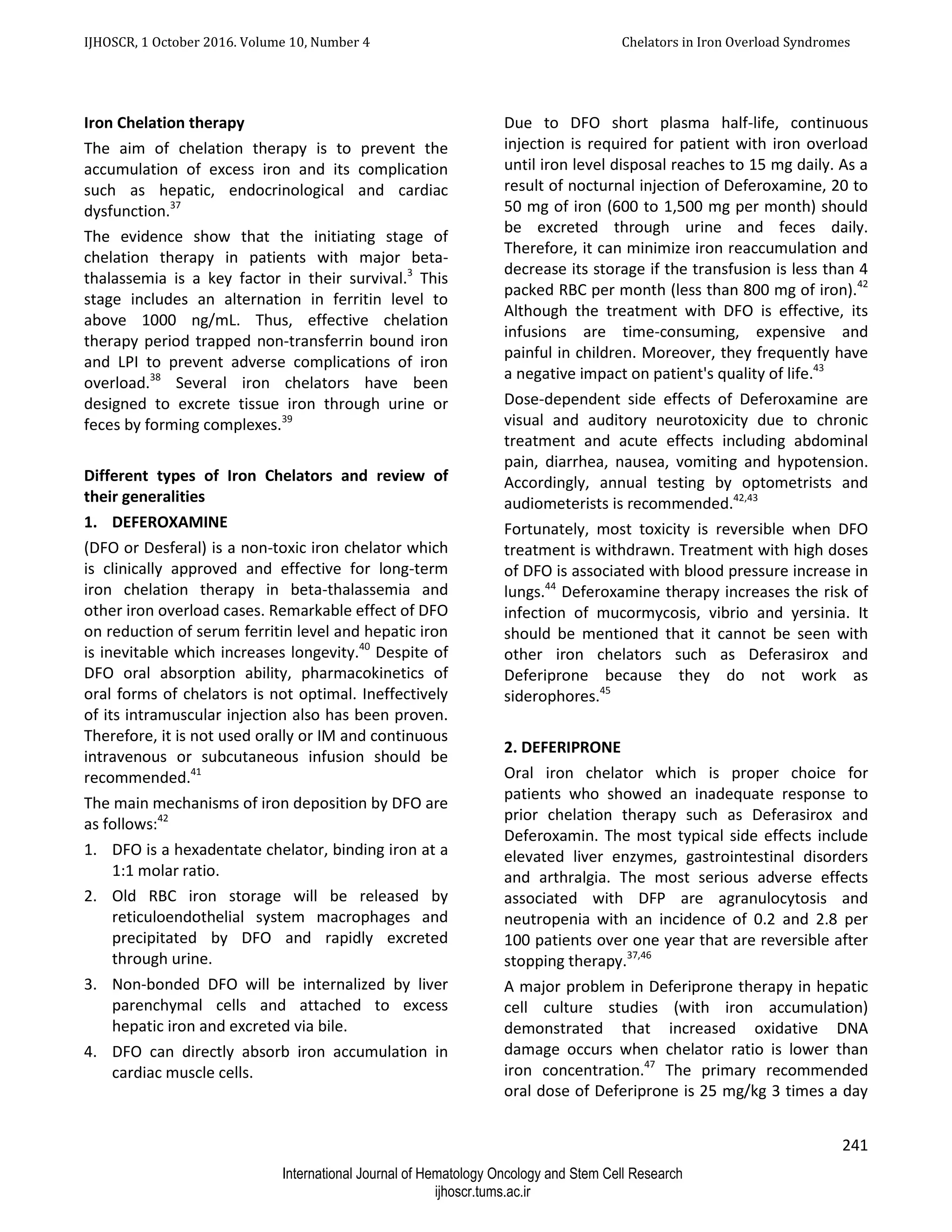 Iron chelators in treatment of iron overload syndromes | PDF