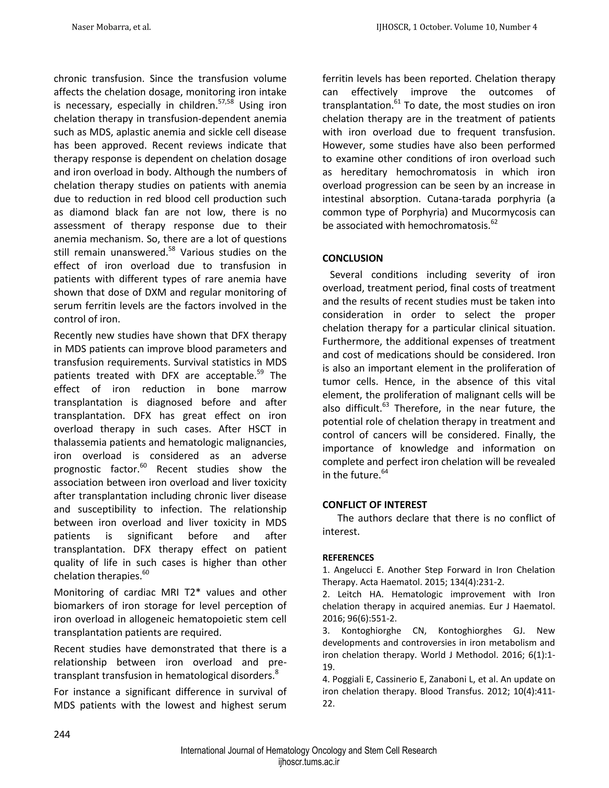 Iron chelators in treatment of iron overload syndromes | PDF