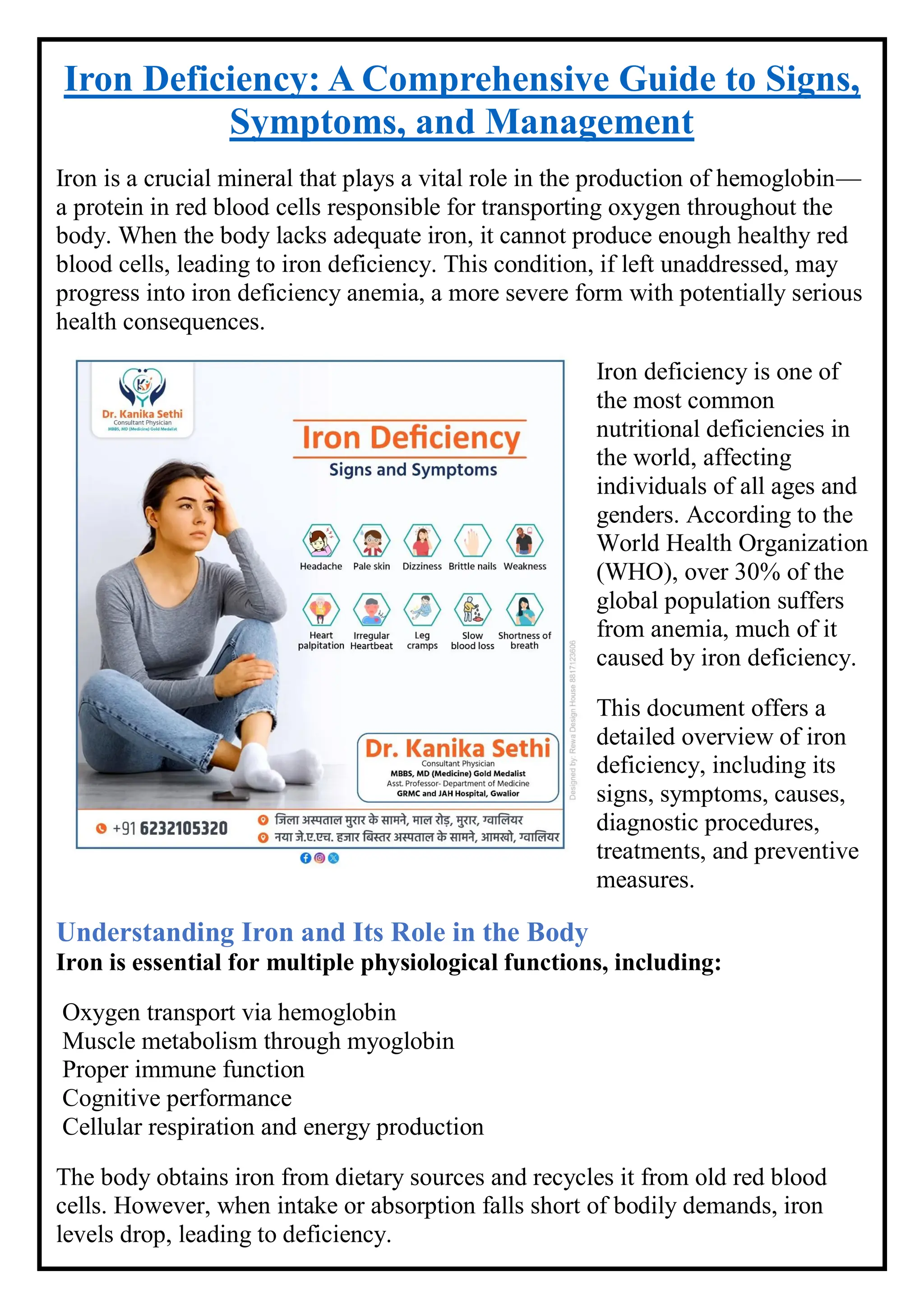Iron Deficiency: A Comprehensive Guide to Signs, Symptoms, and ...