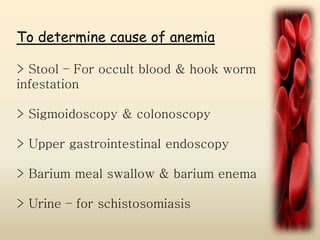 Iron deficiency anemia Investigations | PPTX