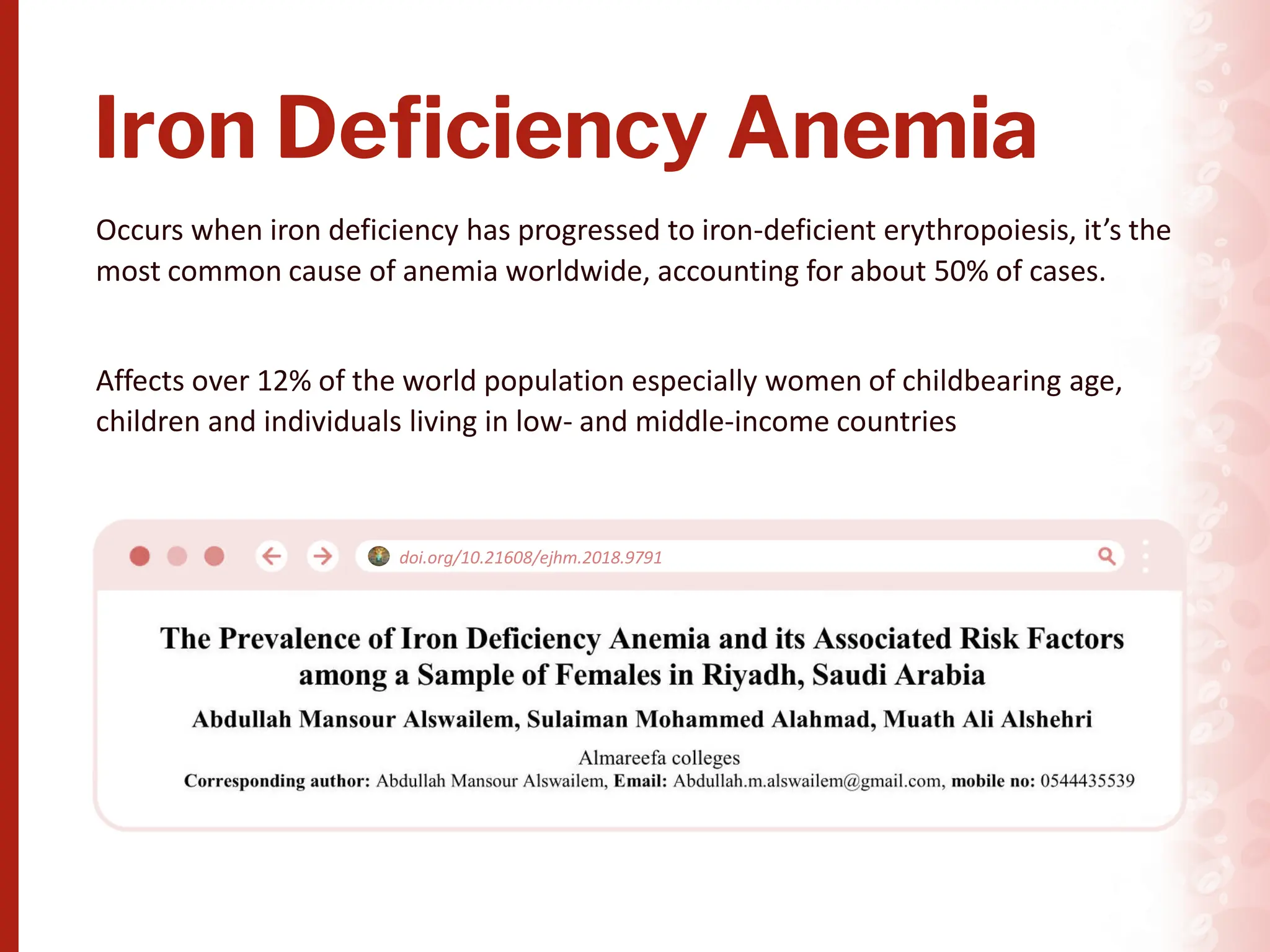 Iron deficiency anemia (IDA) Diagnosis & Management | PPT
