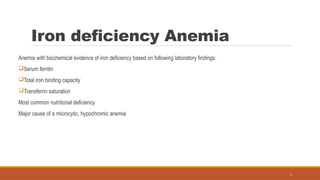 Iron deficiency Anemia.Iron-deficiency anemia is anemia caused by a ...