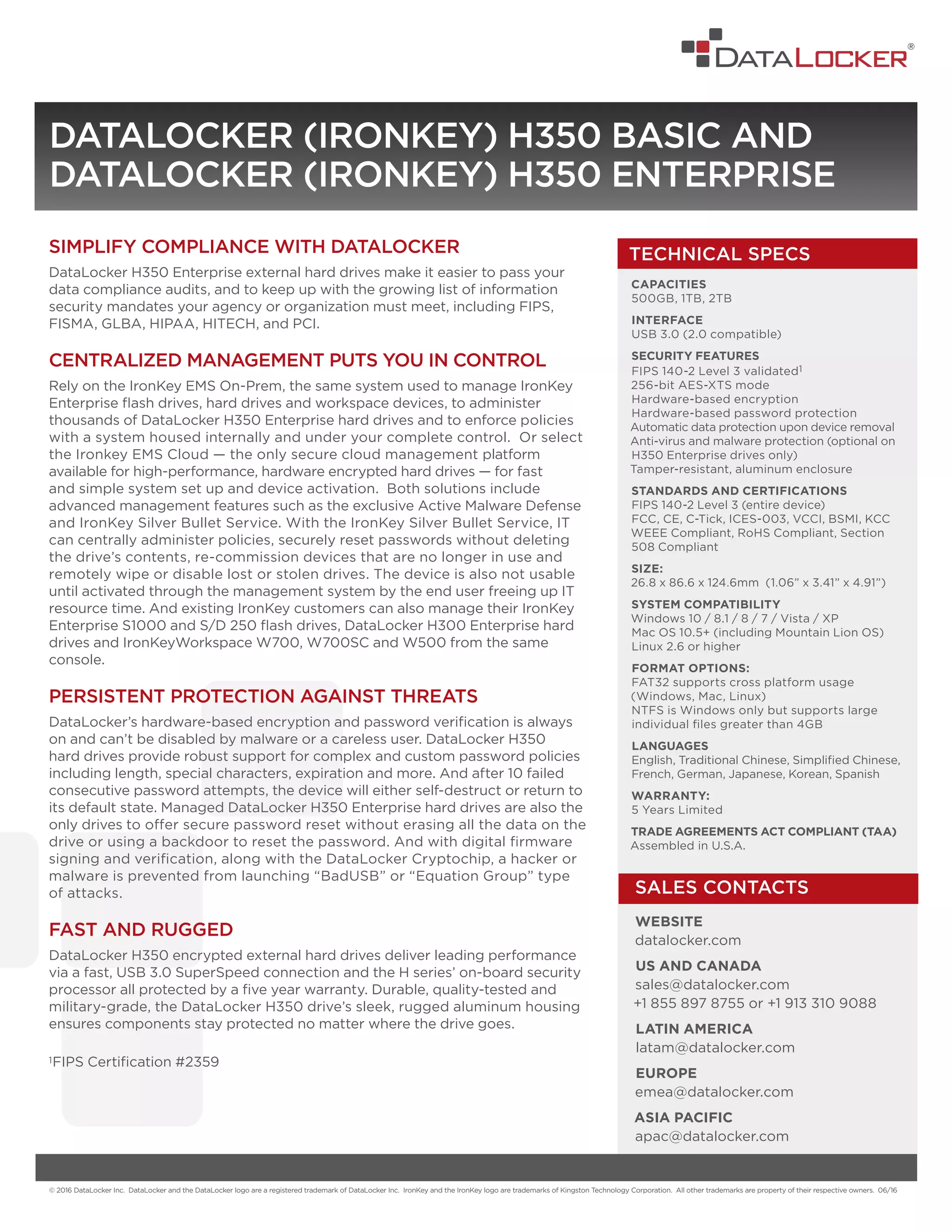 Iron key h350-datasheet | PDF