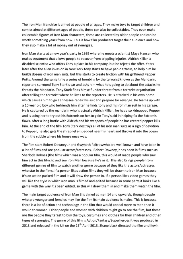 Iron man 3 | DOCX | Video Production | Content Production