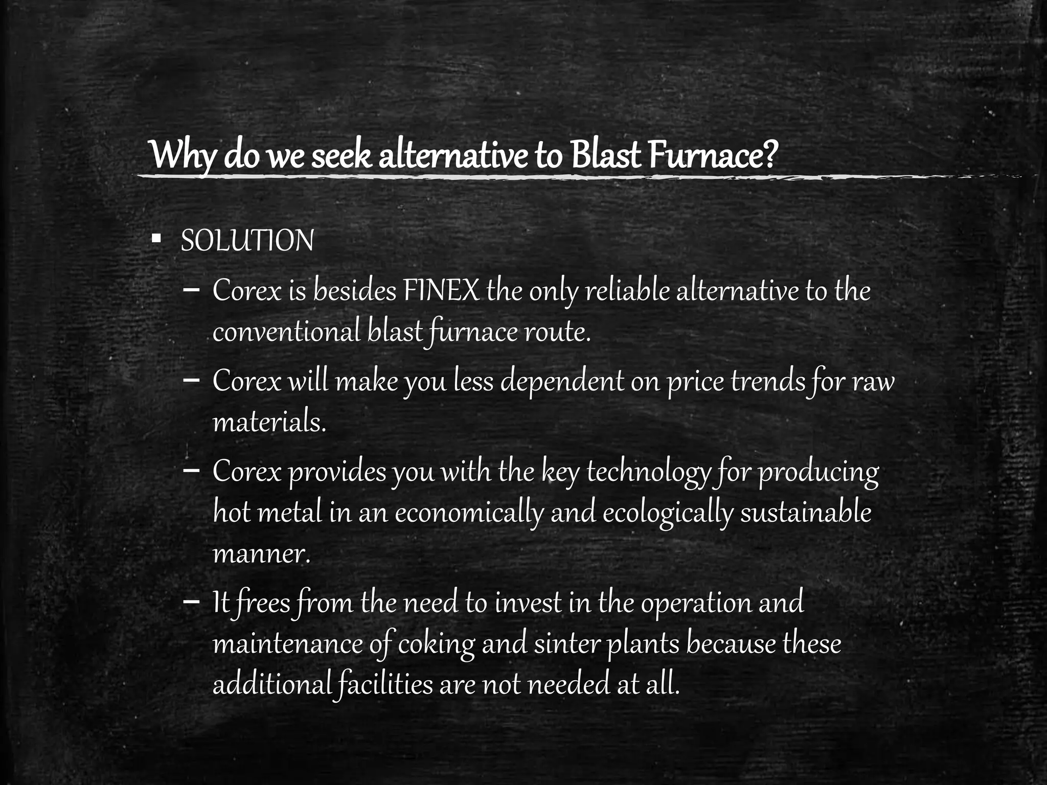 Corex Process - iron Manufacturing Technology | PPTX