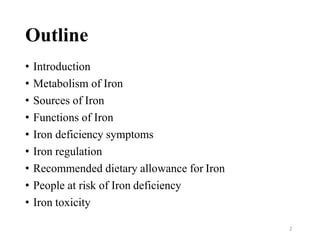 Iron mineral bch 628 (advanced nutritional biochemistry) | PDF