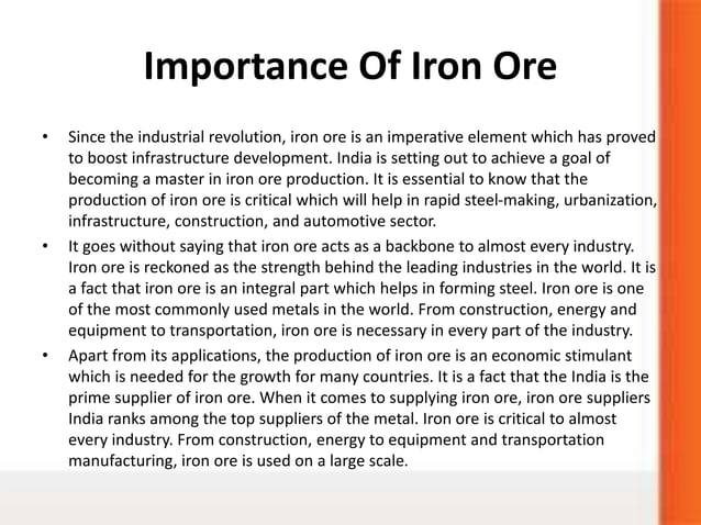 Prime advantages of Iron Ore for every industry | PPT