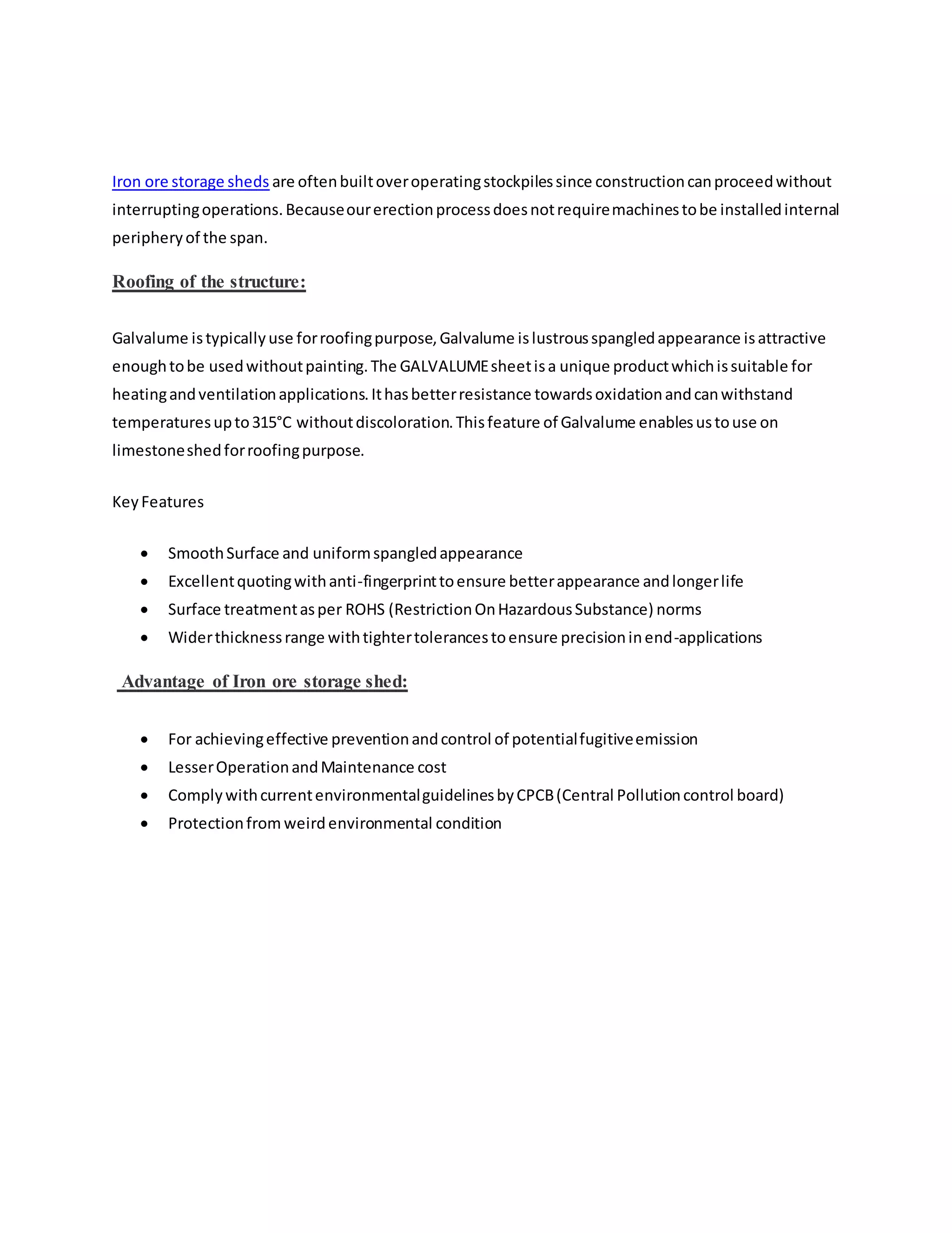 Iron ore storage - specialized steel structure | DOCX