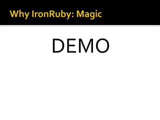 IronRuby for the Rubyist | PDF | Programming Languages | Computing
