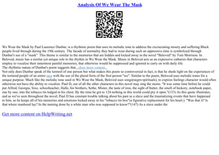 Irony In We Wear The Mask | PPT