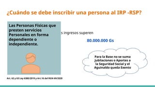 IRP-SP (Impuesto a la Renta Personal).pptx | Personal Taxes | Personal Finance