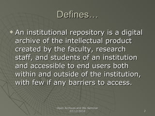 Institutional Repositories | PPT
