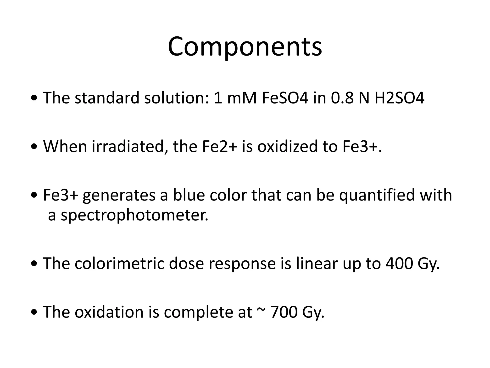 Irradiation products of water & Fricks dosimetry | PPTX