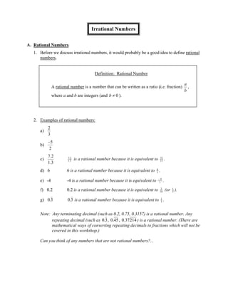 Irrational Numbers Definition