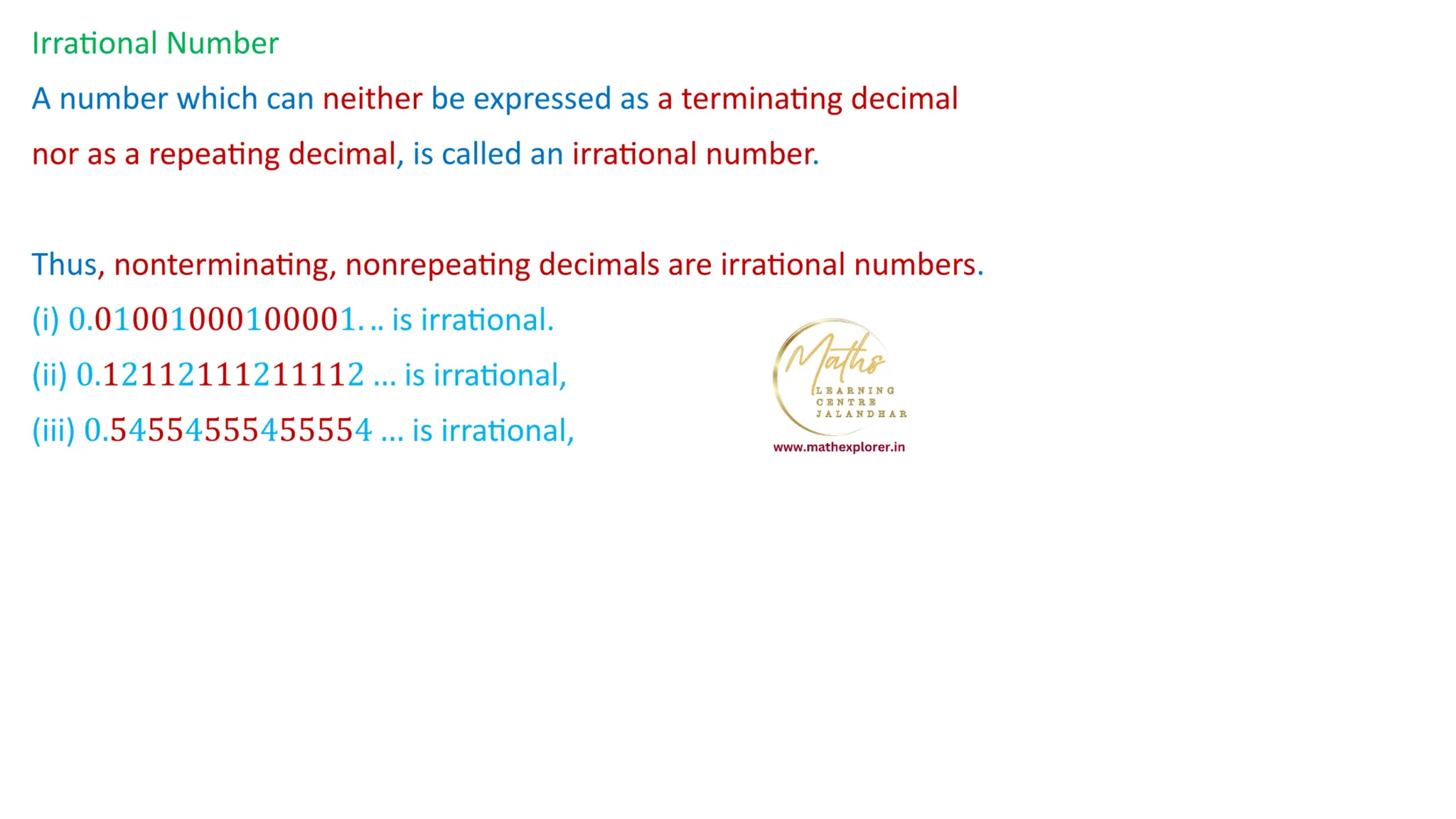 Irrational Numbers and real numbers (Mathematics) | PPT