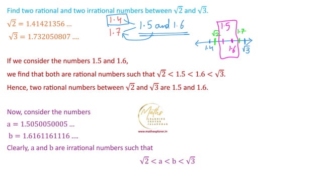 Irrational Numbers and real numbers (Mathematics) | PPT