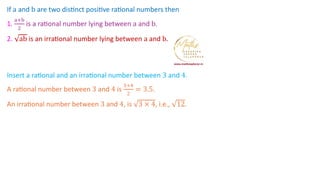 Irrational Numbers and real numbers (Mathematics) | PPT