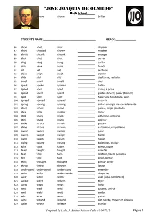 Irregular Verbs | PDF