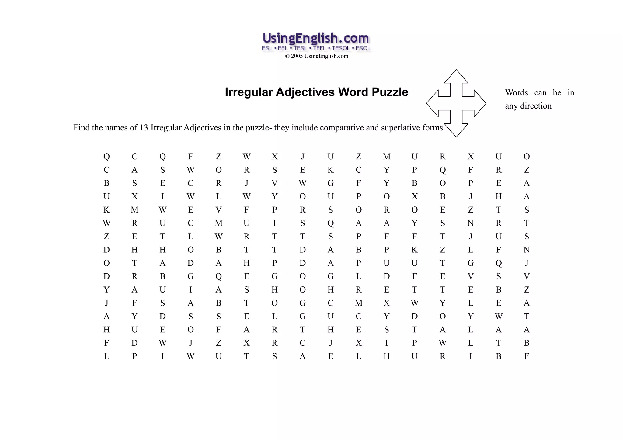 Irregular adjectives-word-puzzle | PDF