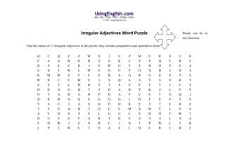Irregular adjectives-word-puzzle | PDF