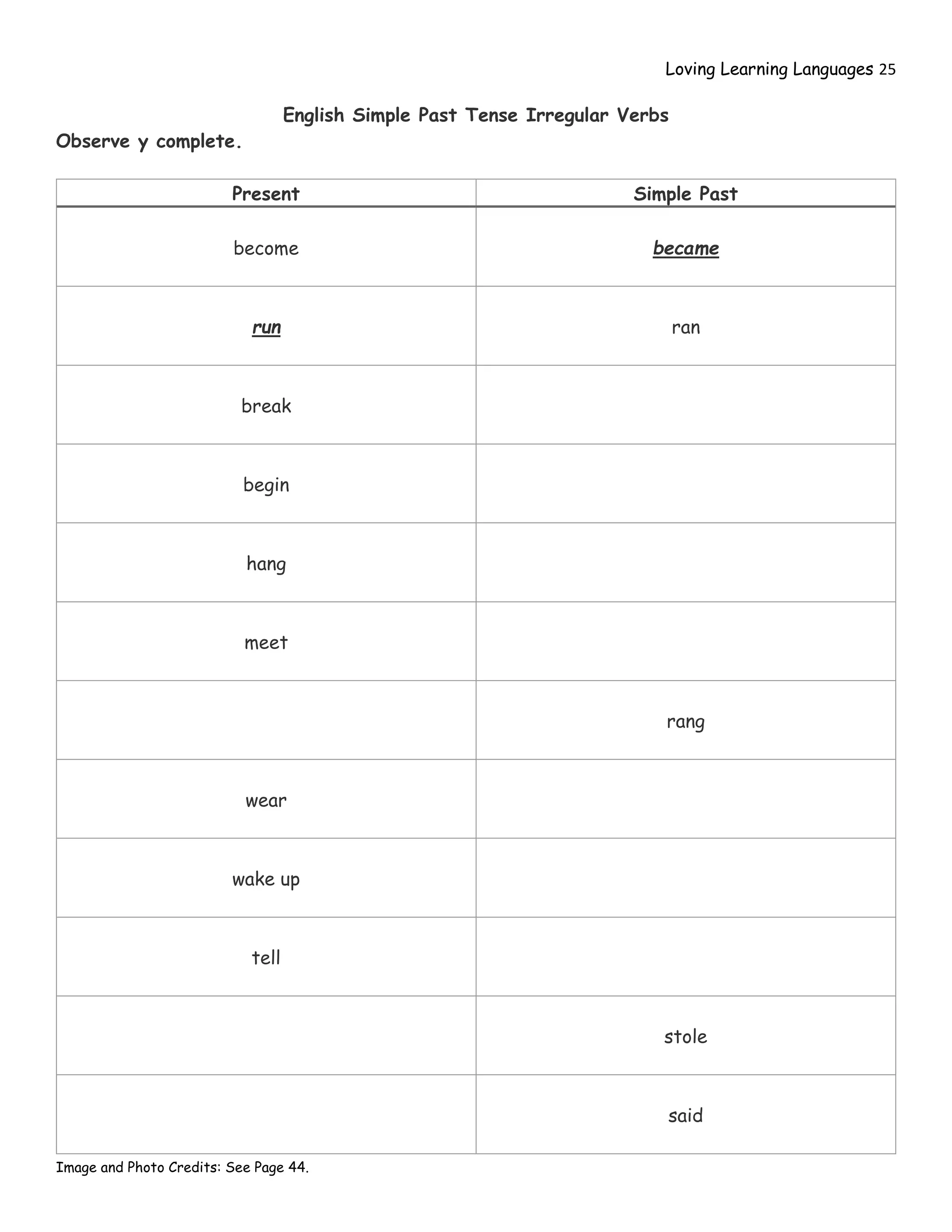 Inglés Para Hispanoblantes: English Simple Past Tense Irregular Verbs | PDF