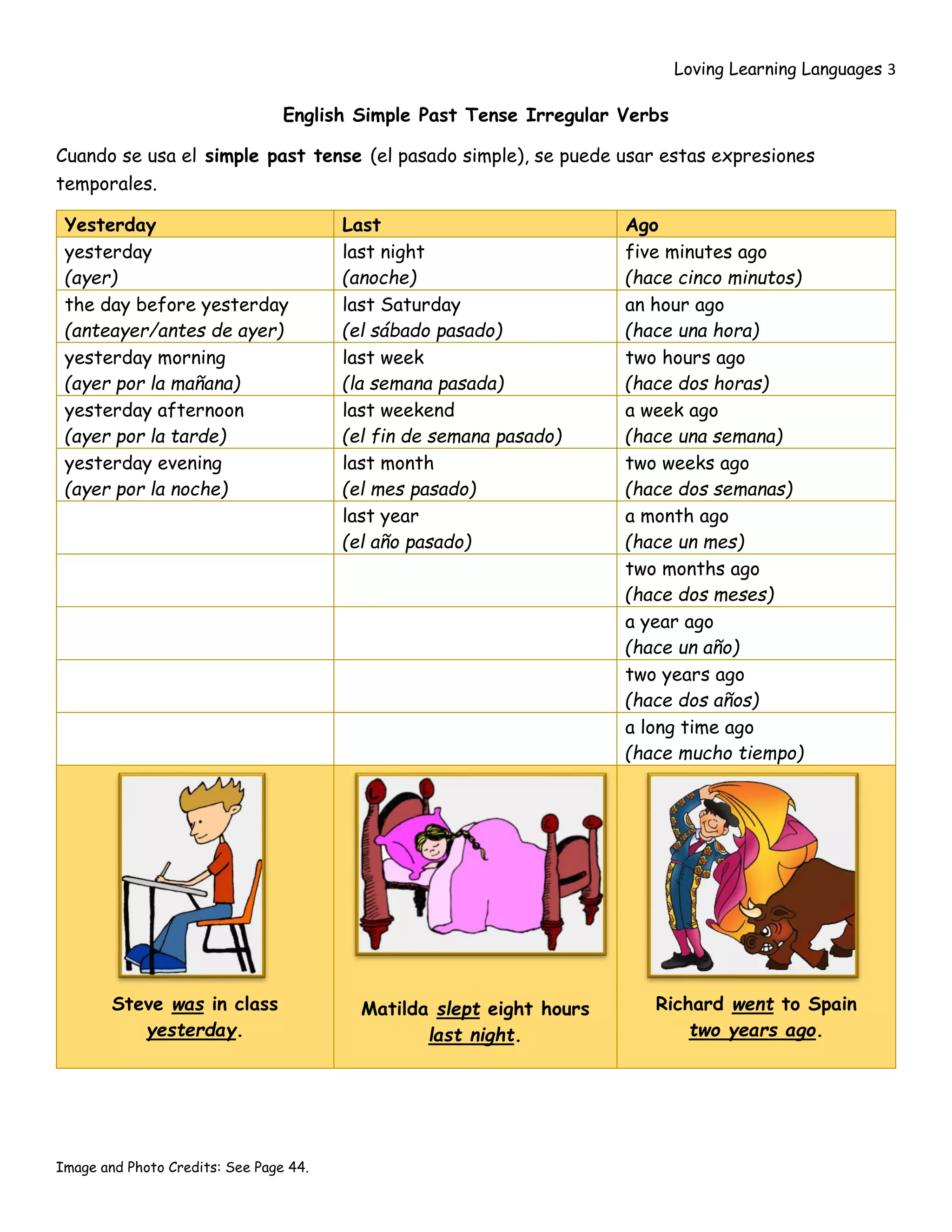 Inglés Para Hispanoblantes: English Simple Past Tense Irregular Verbs | PDF